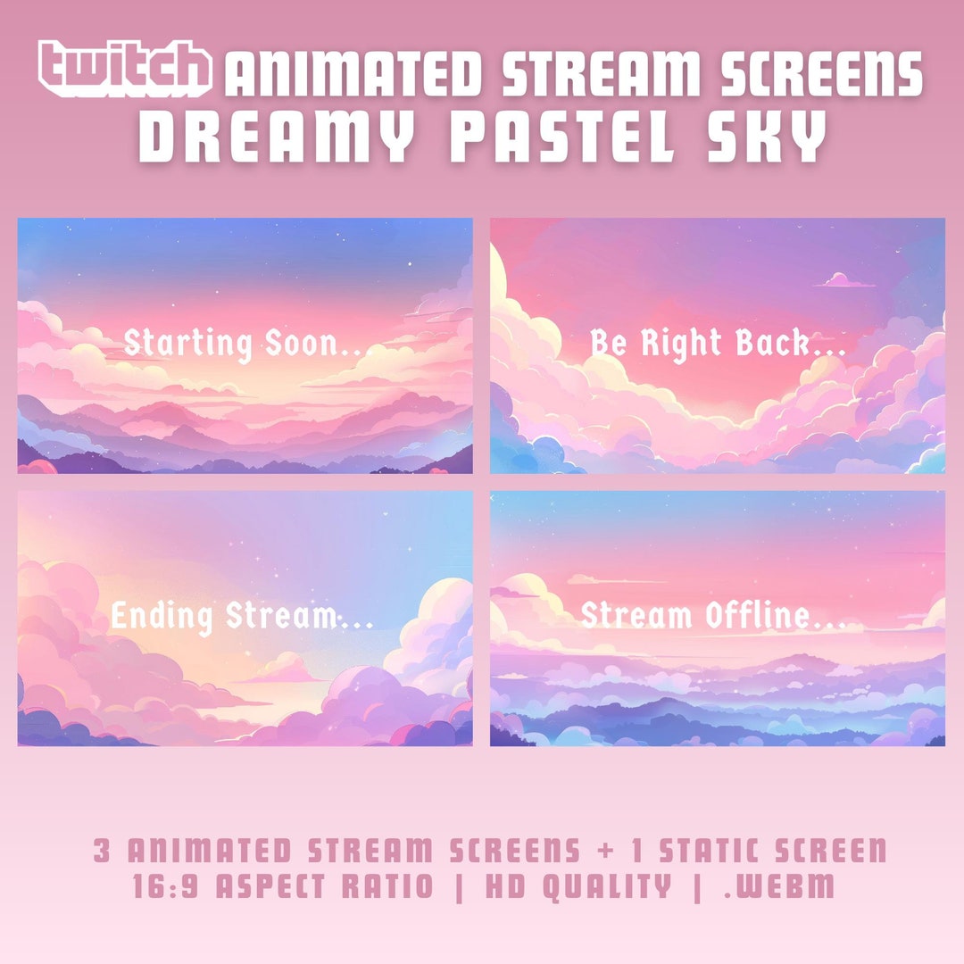 Animated Stream Screens Dreamy Pastel Sky Twitch Screens Pastel Twitch ...