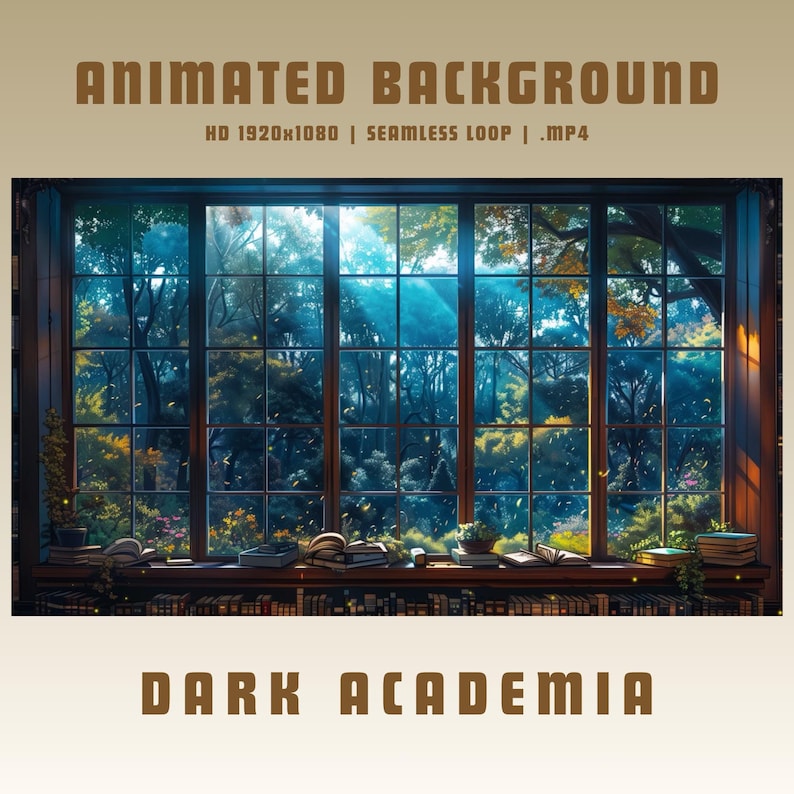 Vtuber Animated Background Dark Academia Library Vtuber Background ...