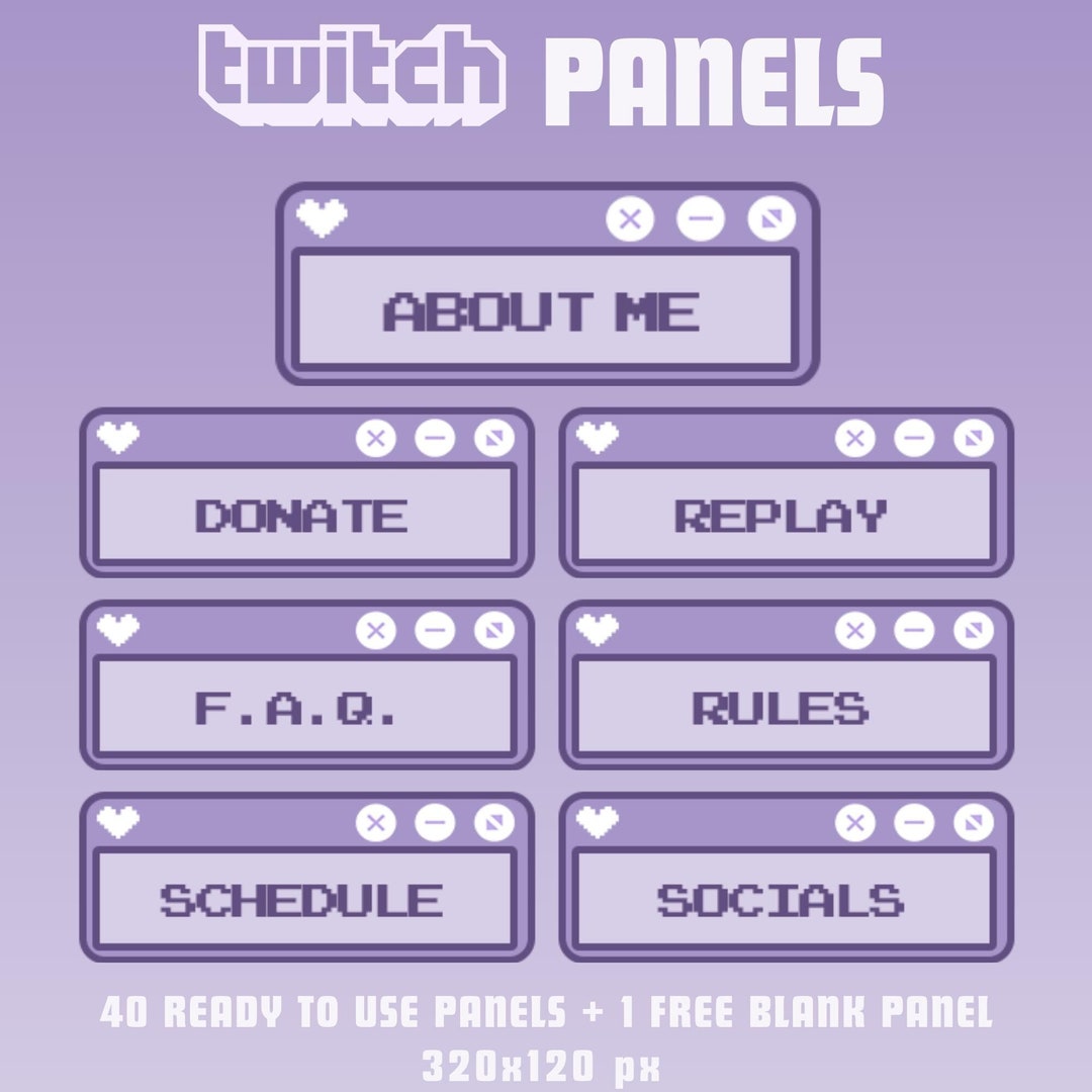 Twitch Panels Purple Pixel Twitch Stream Panels Cute Twitch Panels ...