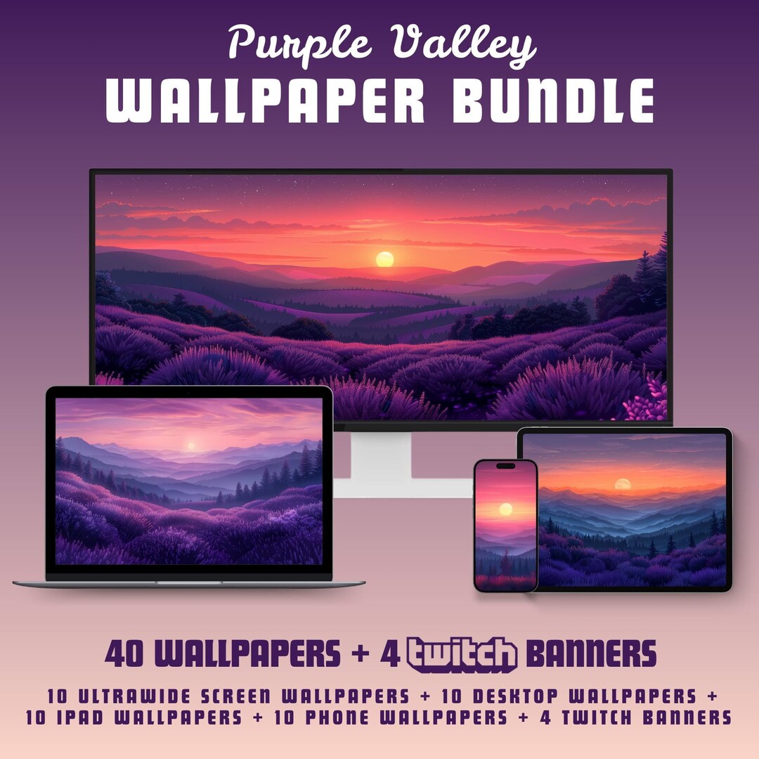 Purple Valley Wallpaper Bundle Purple Desktop Wallpaper MacBook ...