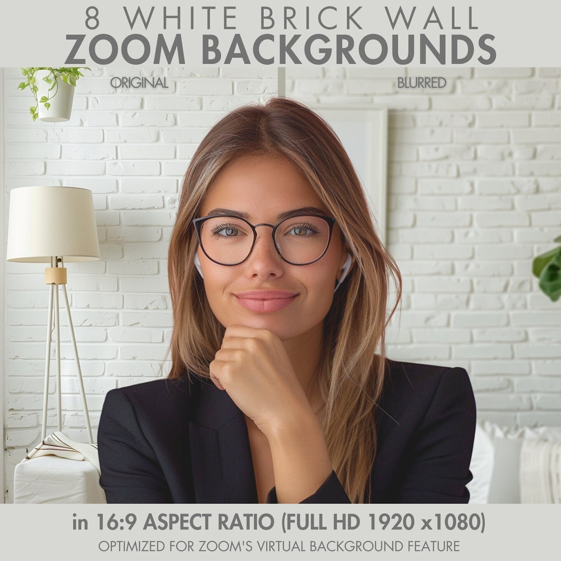 8 Zoom Background White Brick Wall Zoom Office Background Virtual Zoom ...