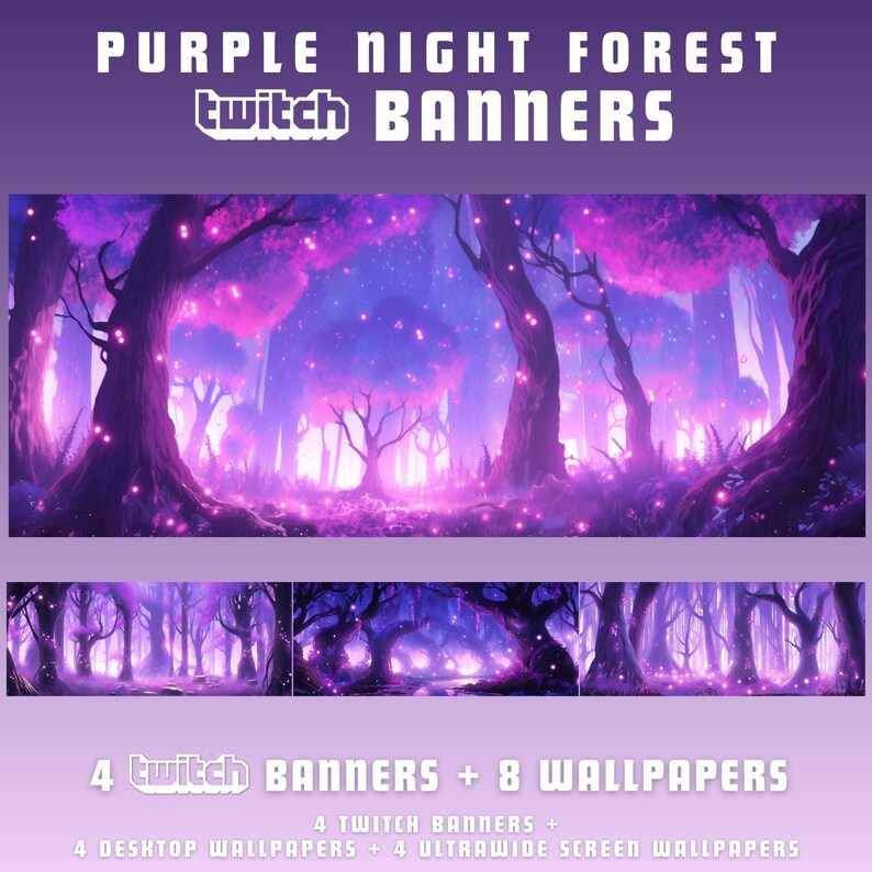 Twitch Banner Purple Night Forest Twitch Banner Purple Twitch Ultrawide ...