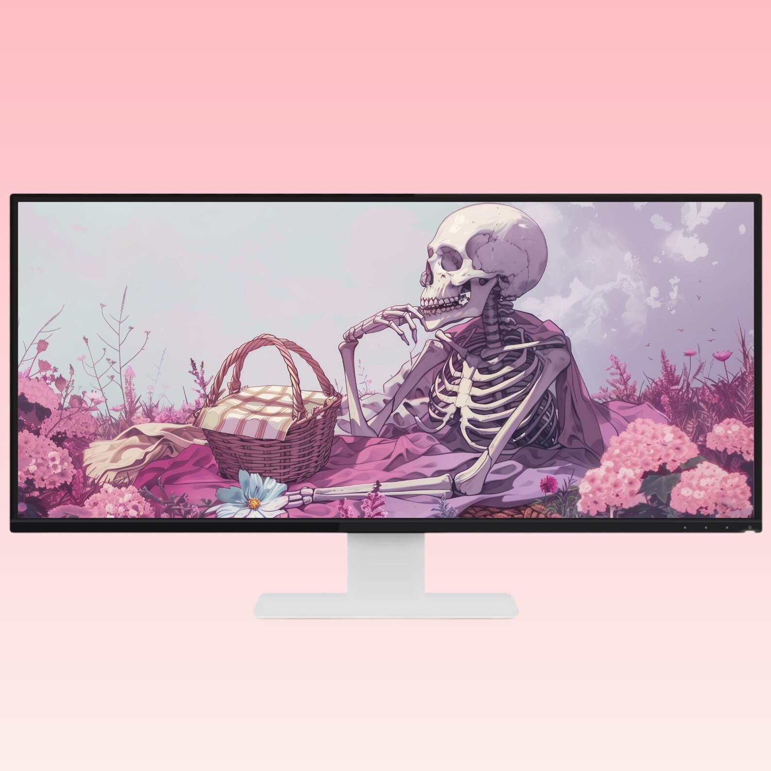 Skeleton Blooms Ultrawide Wallpaper Halloween Ultra Wide Wallpaper ...