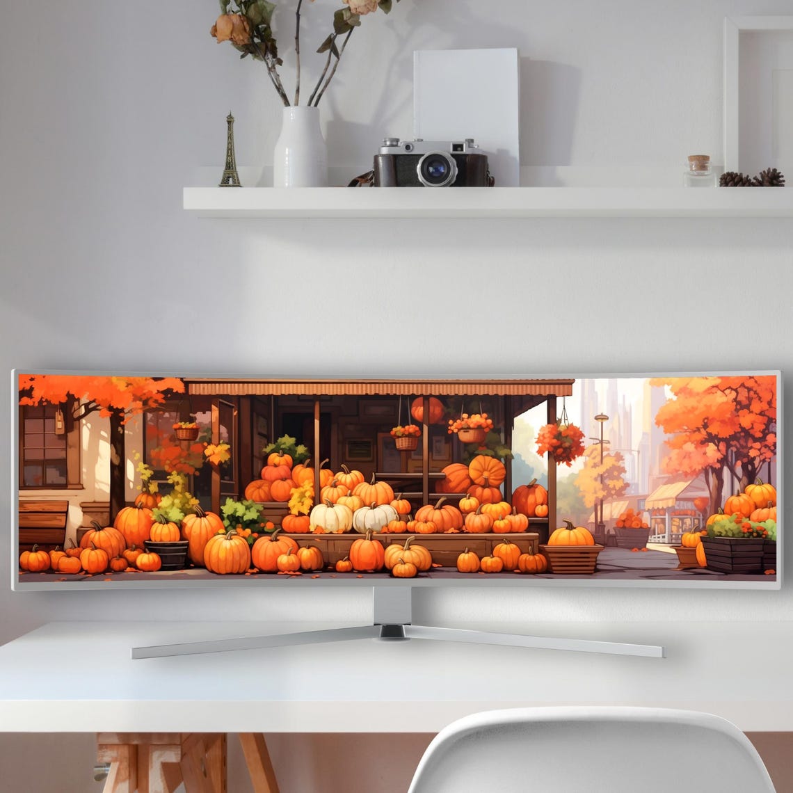 Autumn Pumpkins Dual Screen Desktop Wallpaper Halloween Wallpaper ...