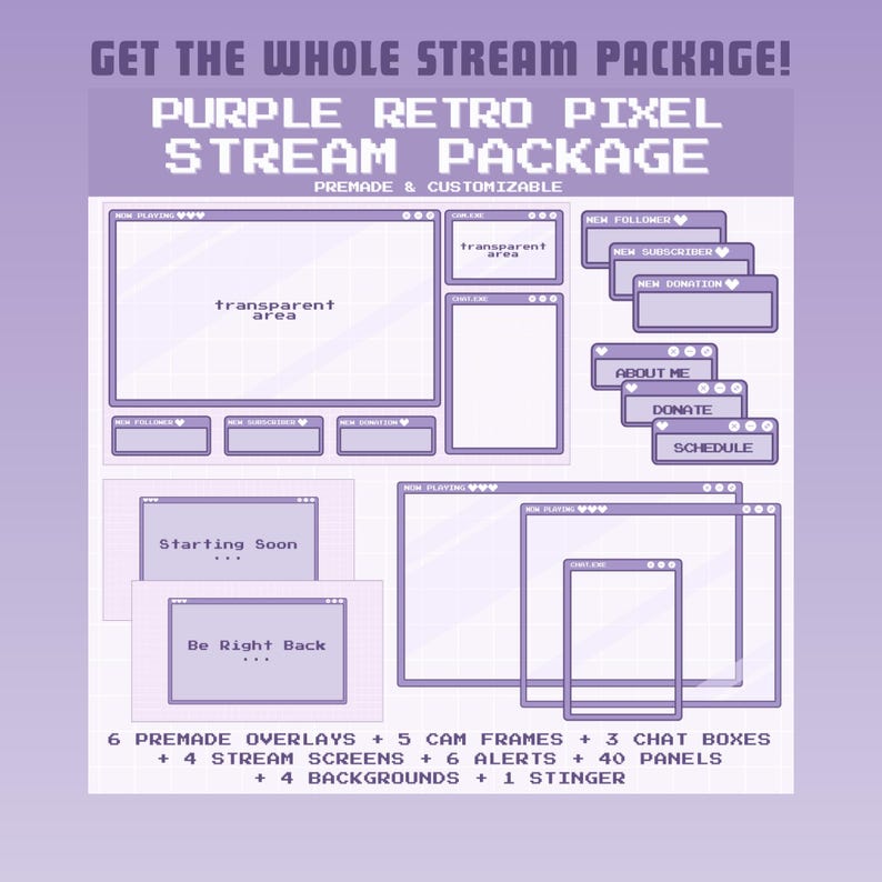 Twitch Panels Purple Pixel Twitch Stream Panels Cute Twitch Panels Purple Twitch Assets Lofi ...