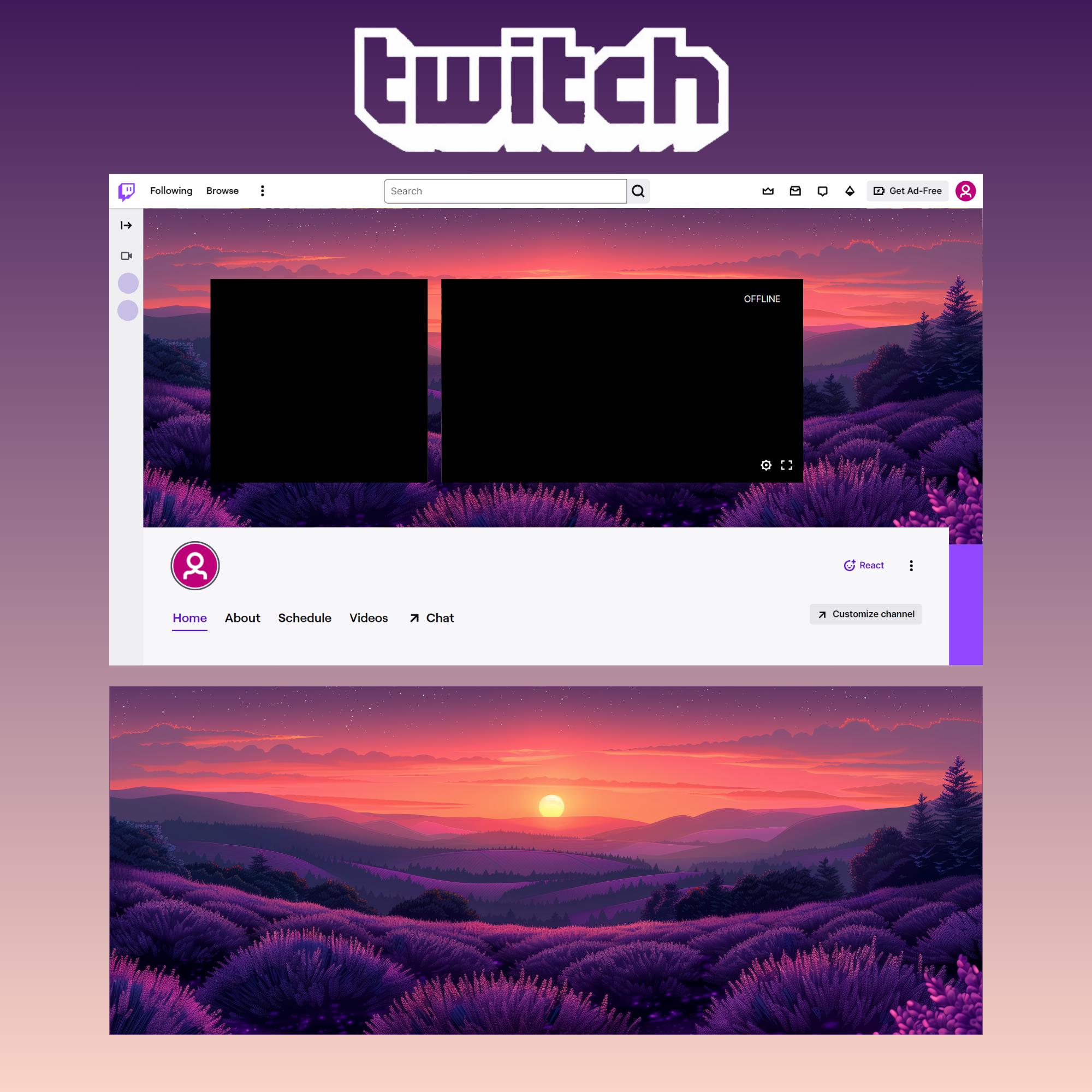 Purple Valley Twitch Banner Purple Twitch Banner Lofi Ultrawide ...
