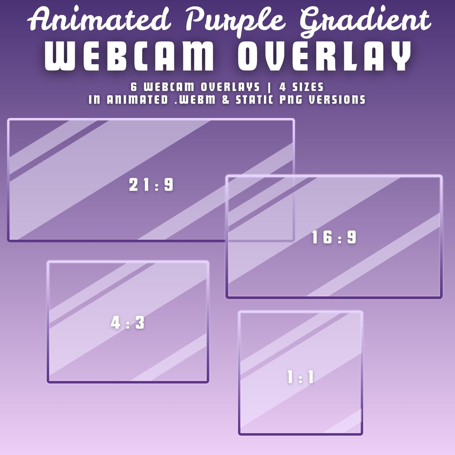 Animated Purple Gradient Webcam Overlay Simple Webcam Border Twitch ...