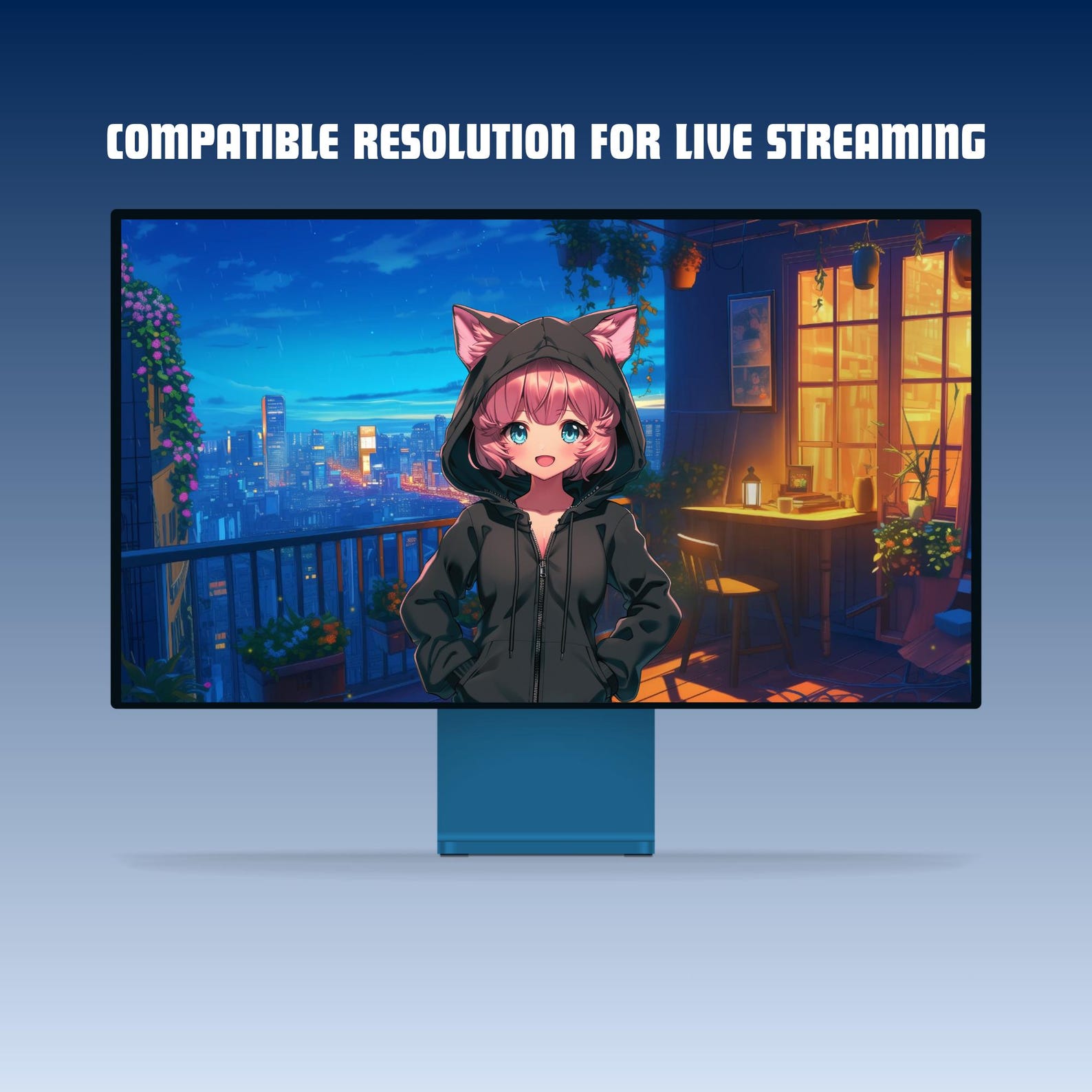 Cozy Balcony Rain Animated Vtuber Background (MP4) - Etsy
