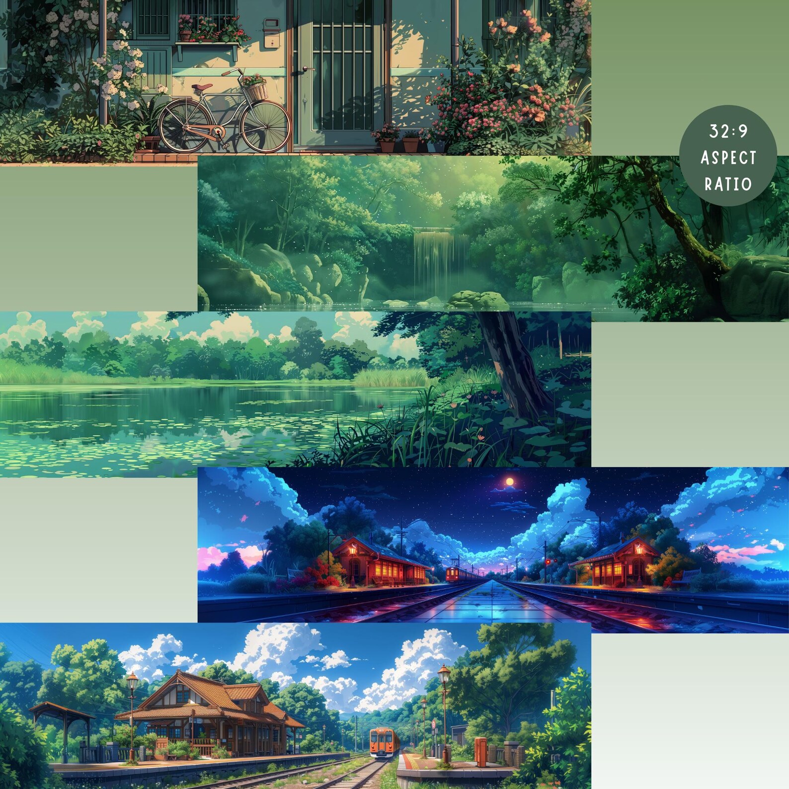 Ghibli Vibes Dual Screen Desktop Wallpaper Mac Wallpaper Super ...