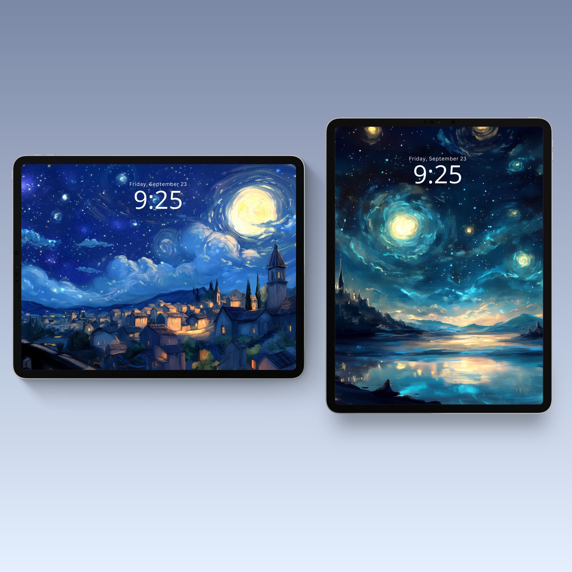 Starry Night Inspired iPad Wallpaper iPad Background Tablet Wallpaper ...