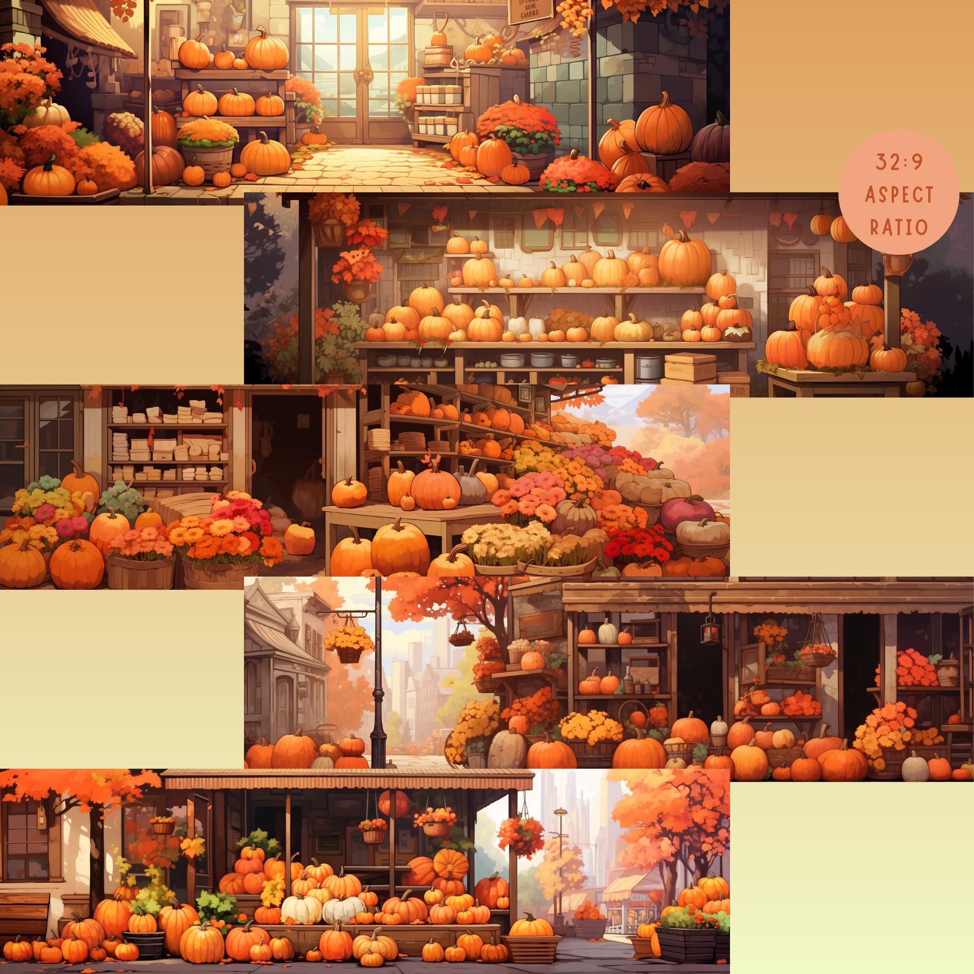 Autumn Pumpkins Dual Screen Desktop Wallpaper Halloween Wallpaper ...