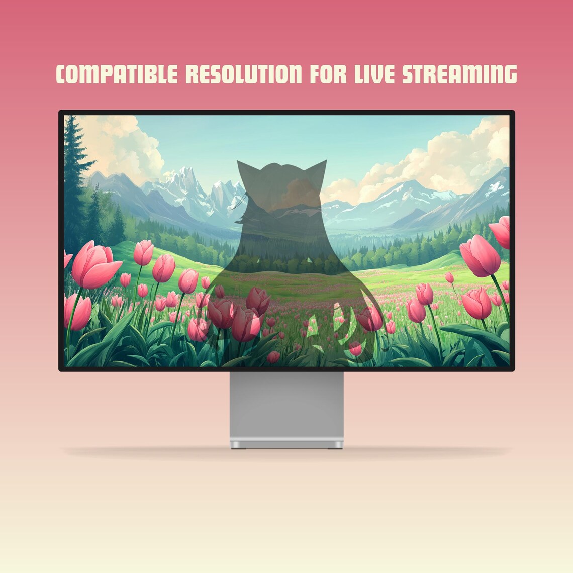 Cute Animated Backgrounds Pastel Meadow Vtuber Background Pink Overlay ...