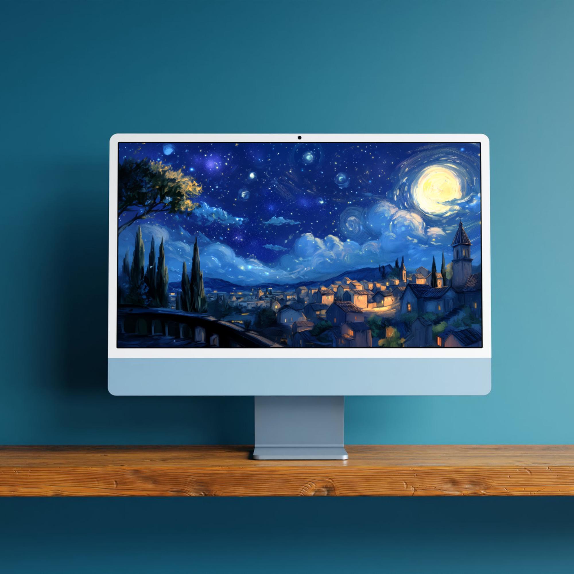 Starry Night Inspired Desktop Wallpaper Laptop Wallpaper MacBook ...