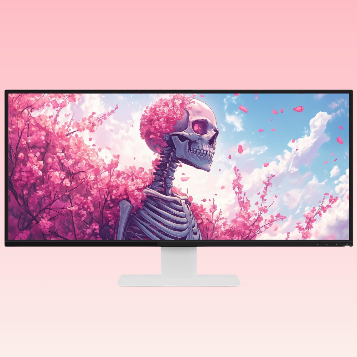 Skeleton Blooms Ultrawide Wallpaper Halloween Ultra Wide Wallpaper ...