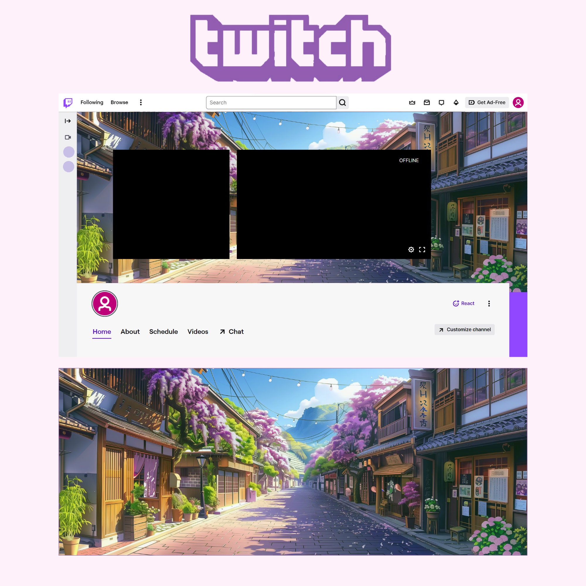 Ghibli Japanese Street Twitch Banner Anime Twitch Banner Ultrawide ...