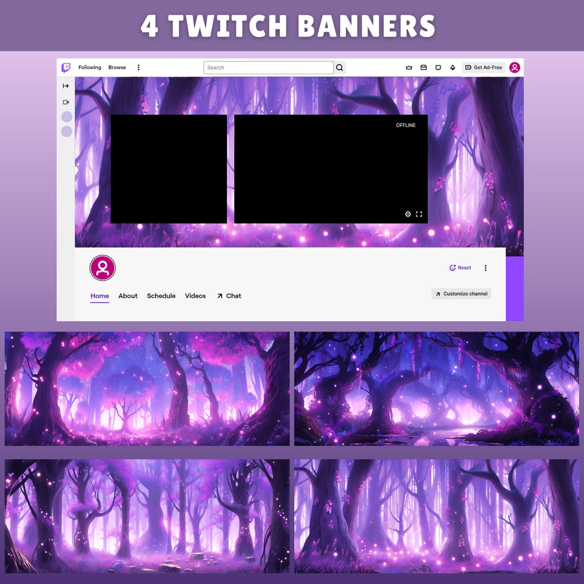 Purple Twitch Stream Package Animated Purple Twitch Overlay Twitch ...