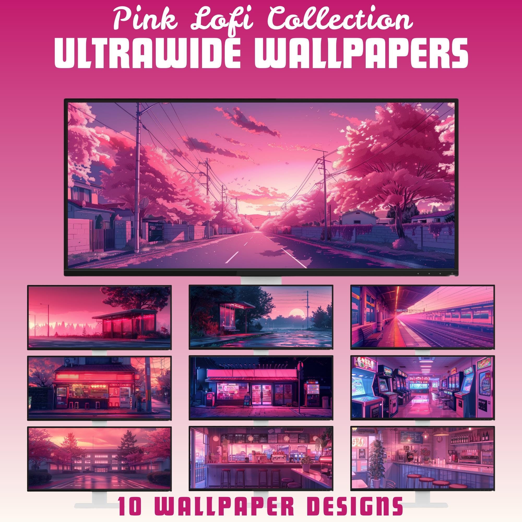 Pink Lofi Ultrawide Wallpaper Lofi Desktop Wallpaper Retro Desktop ...