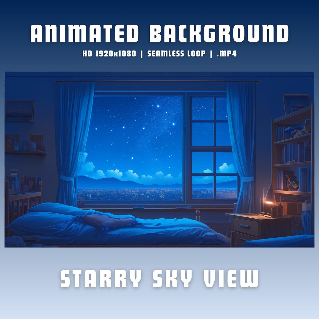 Vtuber Animated Background Starry Sky View Cozy Twitch Overlay Vtuber ...