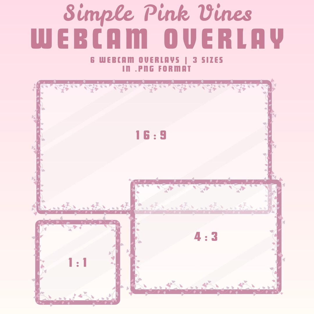Simple Pink Vines Webcam Overlay Simple Webcam Border Twitch Webcam ...