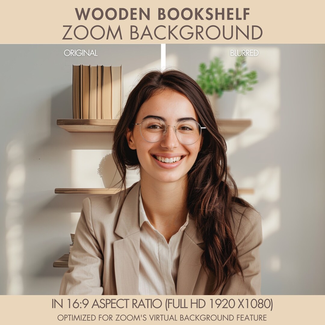 Wooden Bookshelf Zoom Background Modern Bookshelf Zoom Office ...