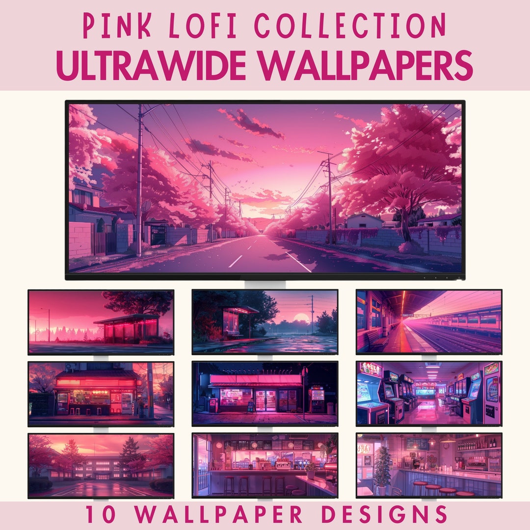 Pink Lofi Ultrawide Wallpaper Lofi Desktop Wallpaper Retro Desktop ...