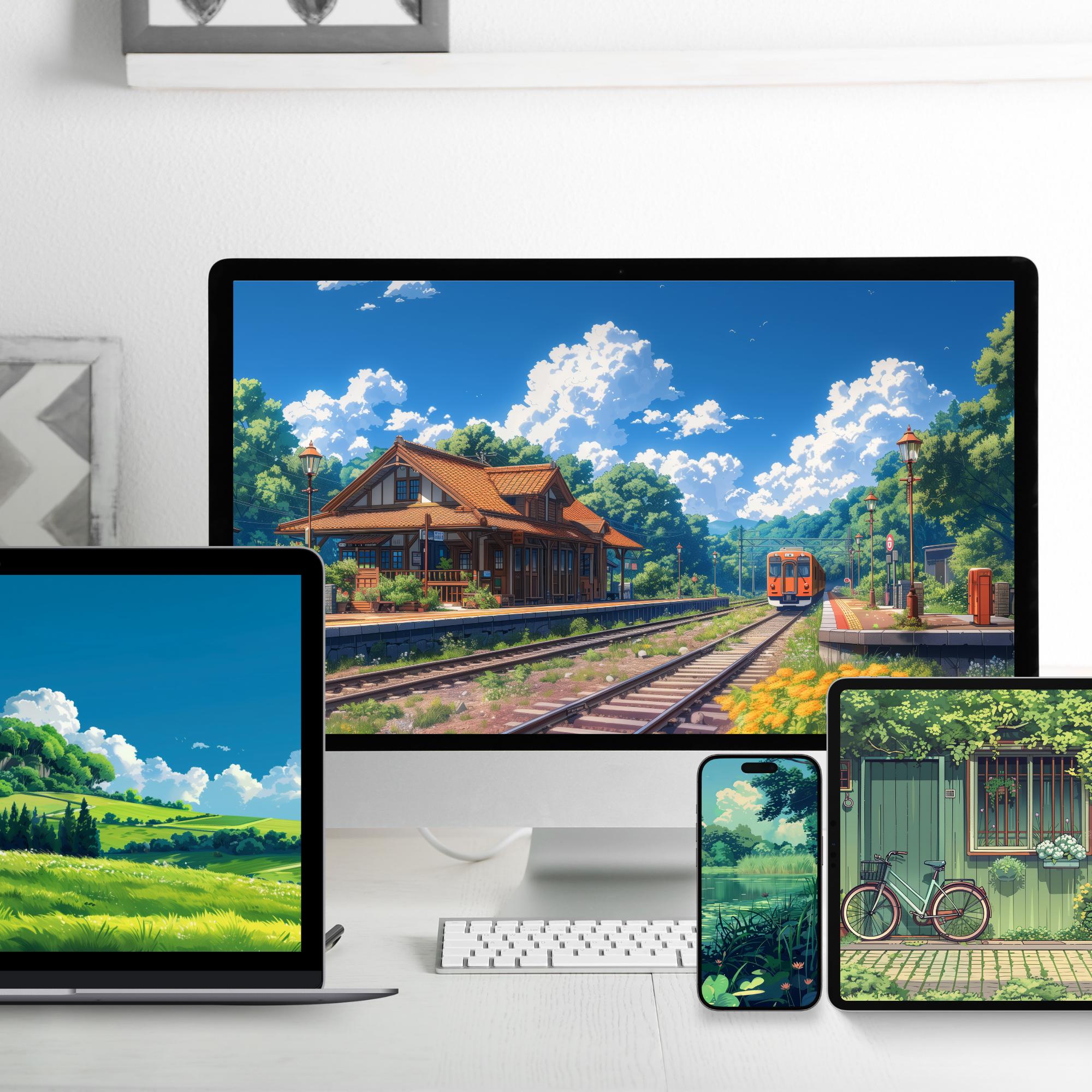 Ghibli Vibes Wallpaper Bundle Desktop Wallpaper Lofi MacBook Wallpaper ...