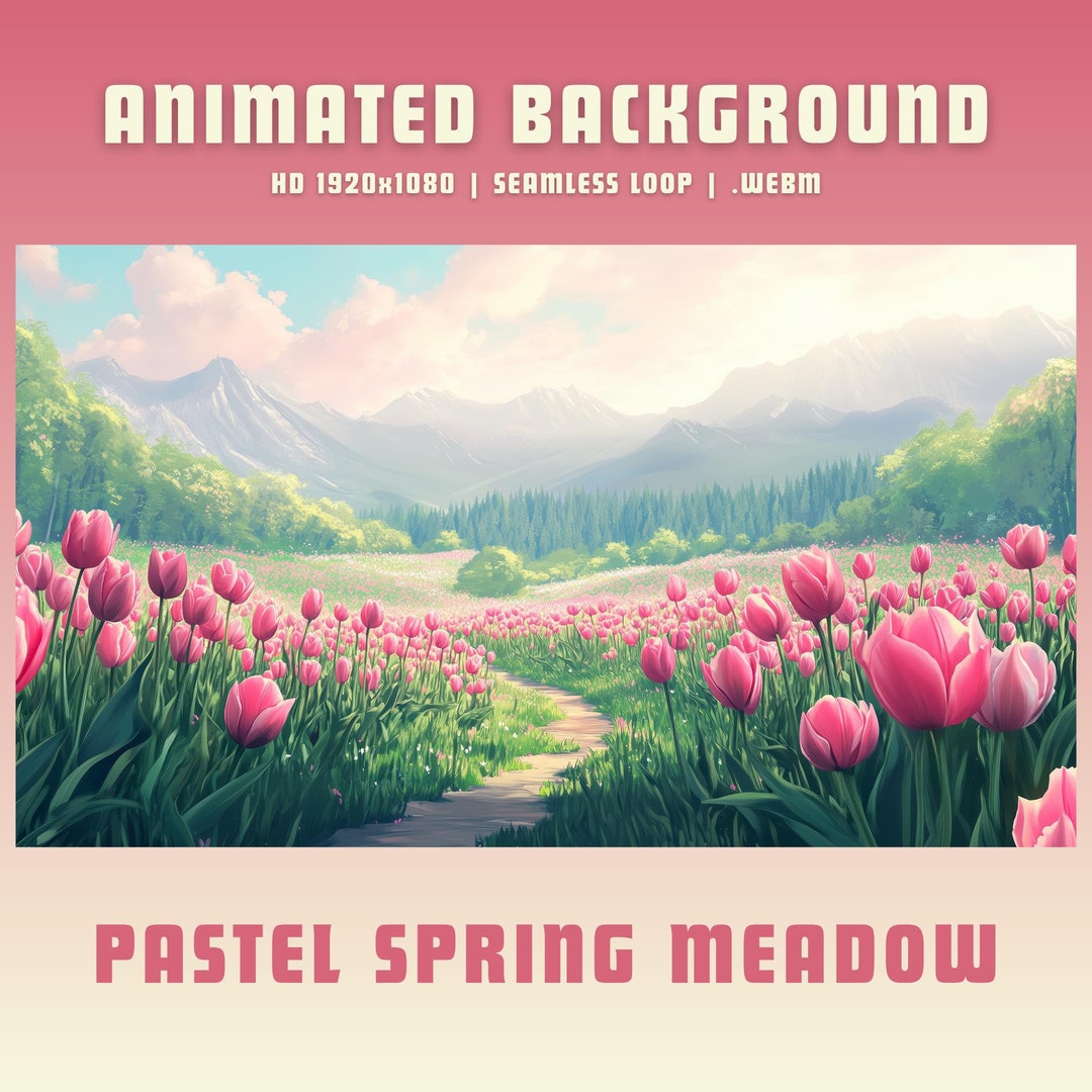 Cute Animated Background Pastel Meadow Vtuber Background Pink Overlay ...