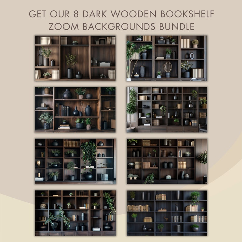 Dark Wooden Bookshelf Zoom Background Zoom Office Background Virtual ...