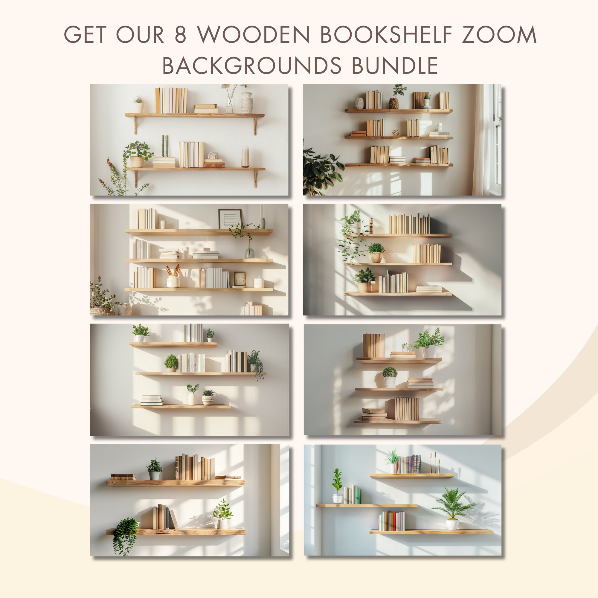 Wooden Bookshelf Zoom Background Modern Bookshelf Zoom Office ...