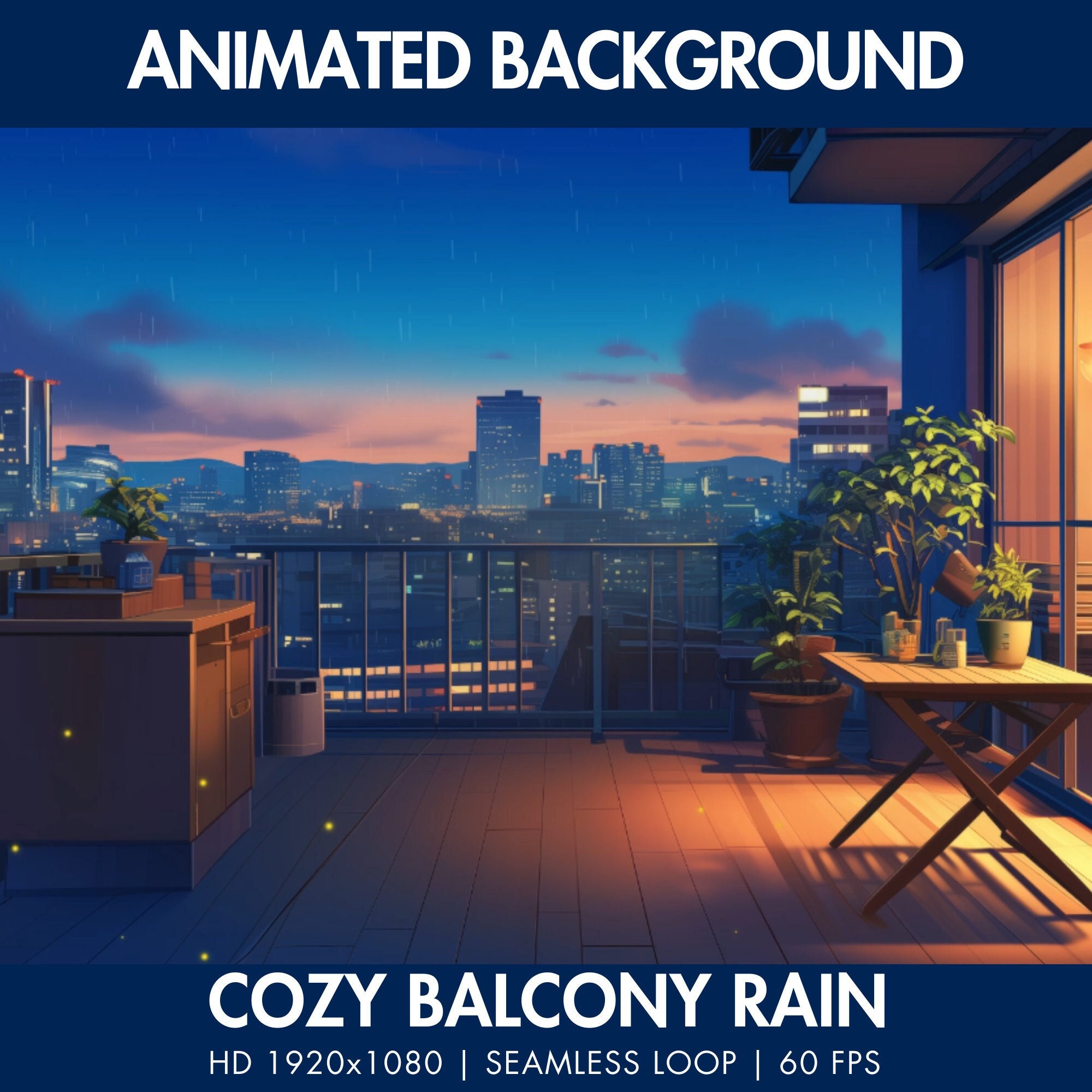 Vtuber Animated Background Cozy Balcony Rain Vtuber Background Cozy ...