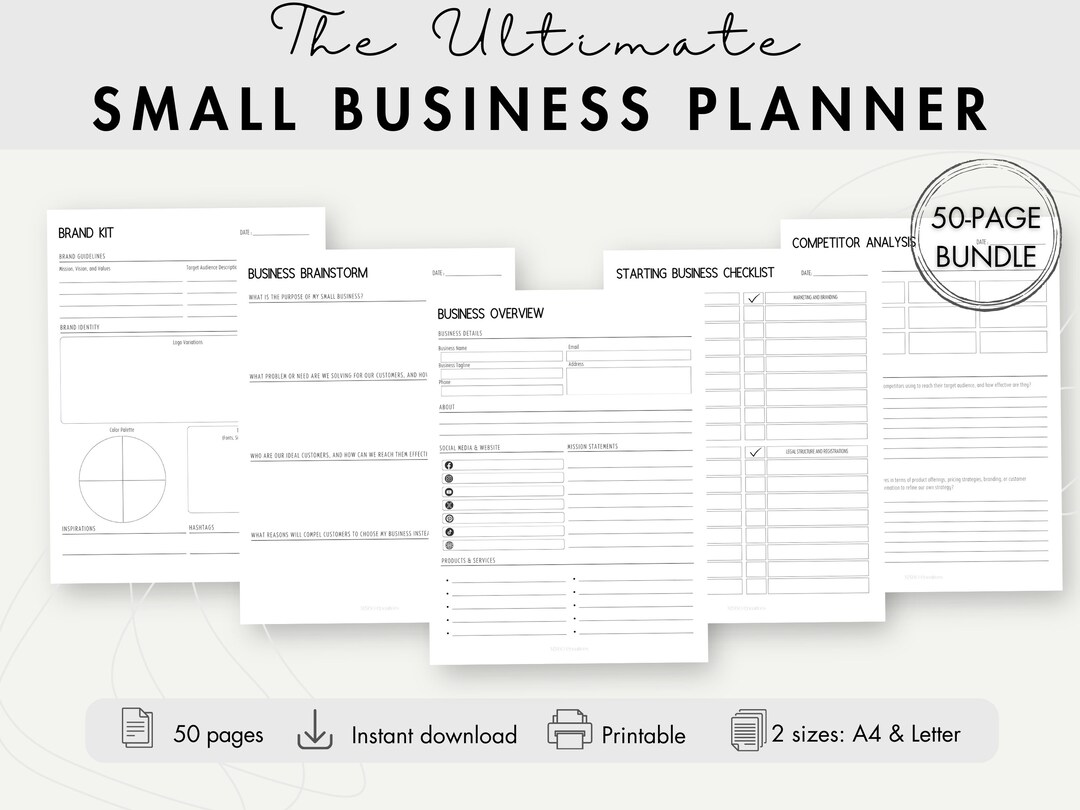 SMALL BUSINESS PLANNER Bundle Printable Trackers Business Plan ...