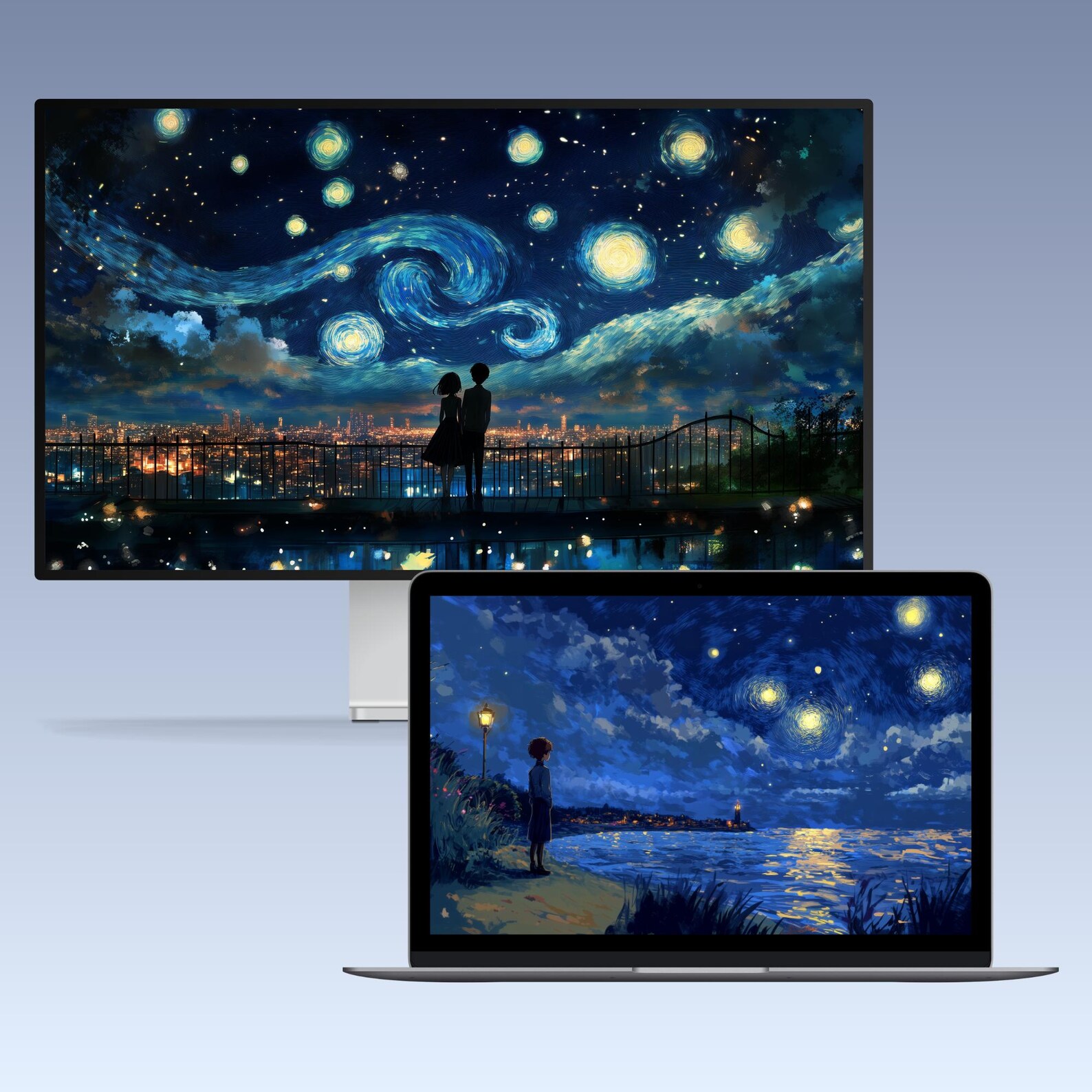 Starry Night Inspired Desktop Wallpaper Laptop Wallpaper MacBook ...