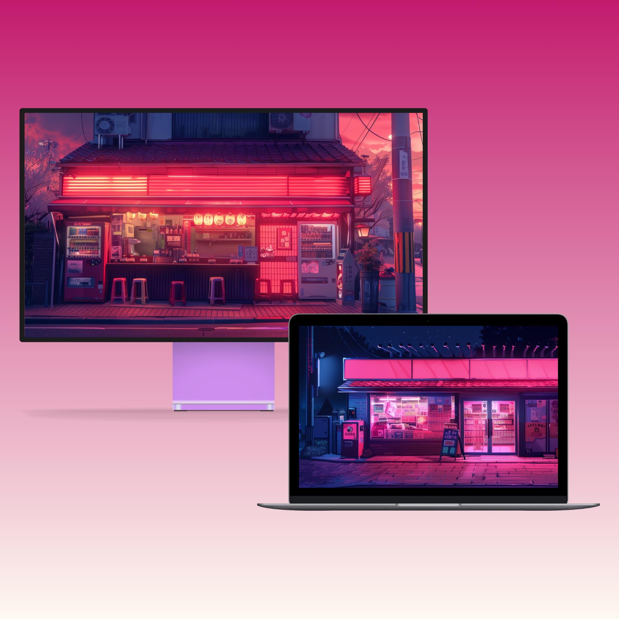 Pink Lofi Desktop Wallpaper Laptop Wallpaper MacBook Wallpaper Anime ...