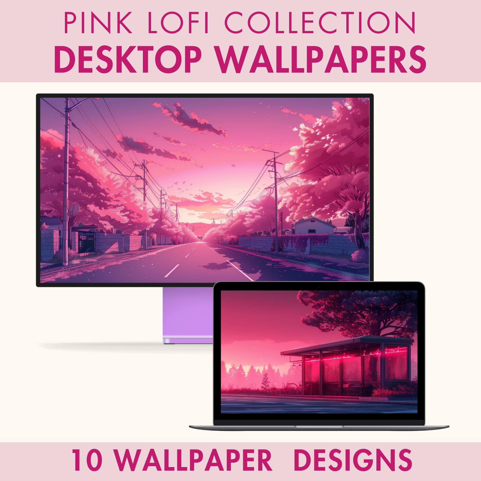 Pink Lofi Desktop Wallpaper Laptop Wallpaper MacBook Wallpaper Anime ...