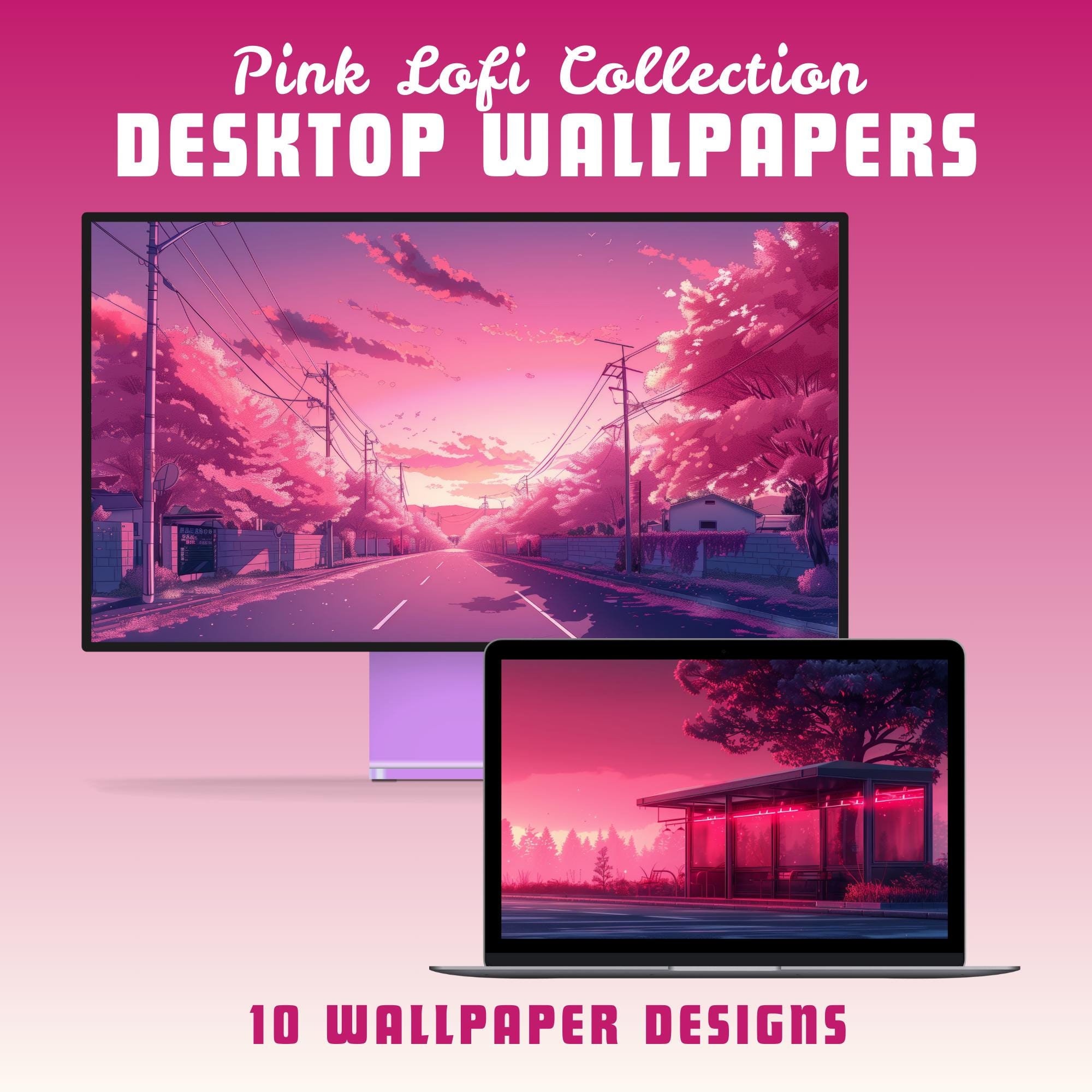 Pink Lofi Desktop Wallpaper Laptop Wallpaper MacBook Wallpaper Anime ...