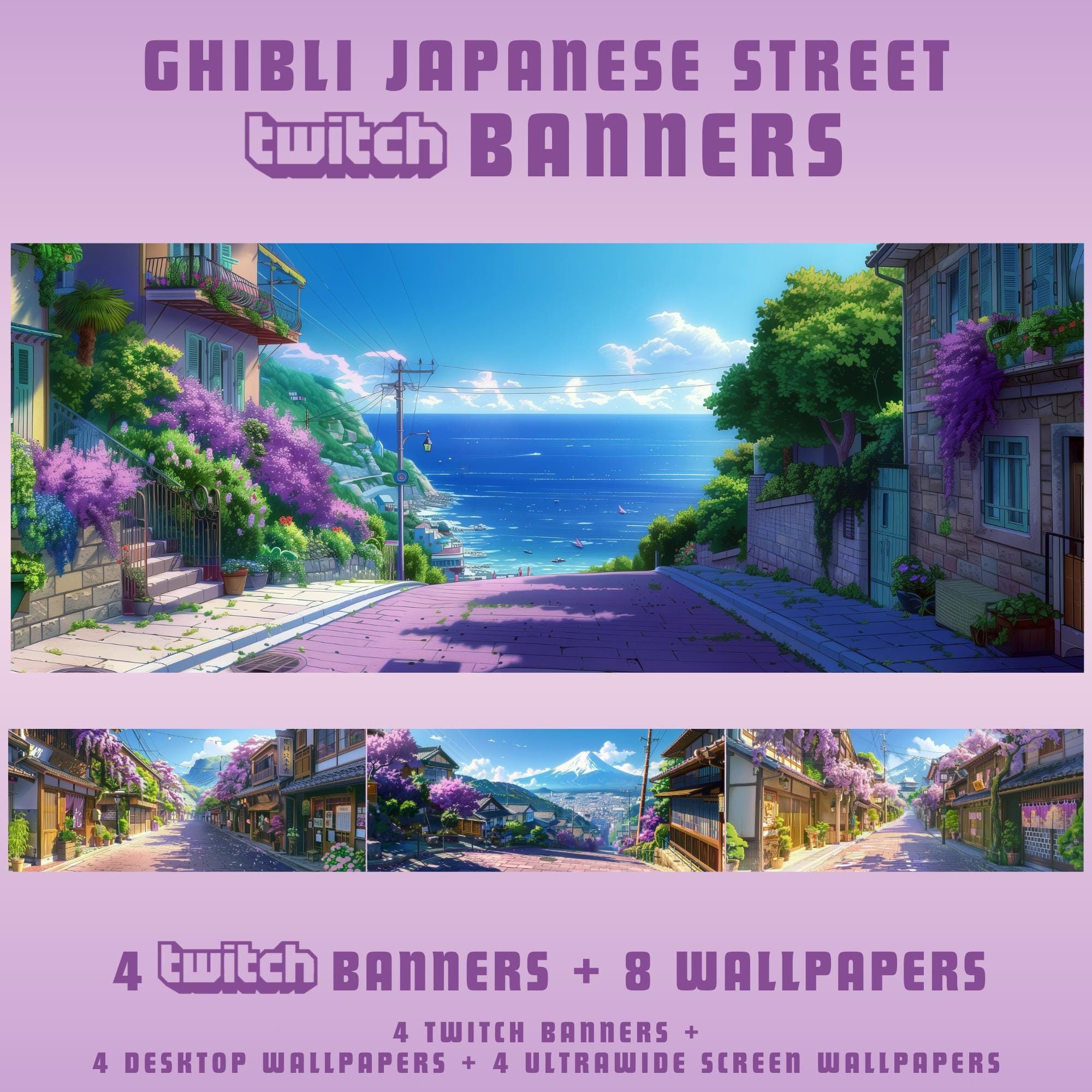 Ghibli Japanese Street Twitch Banner Anime Twitch Banner Ultrawide ...
