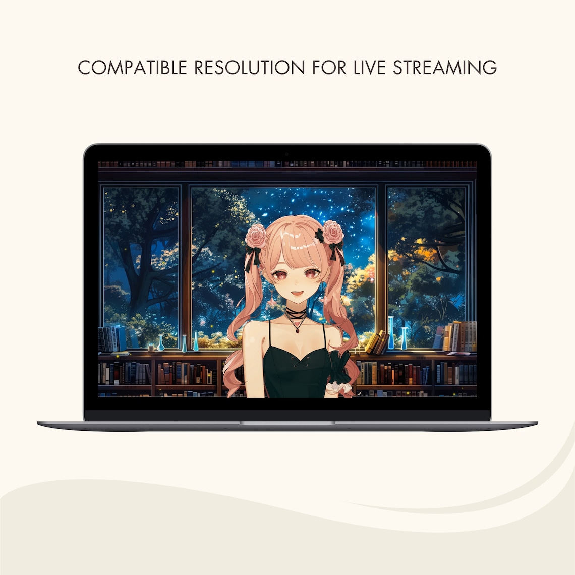 Vtuber Animated Background Dark Academia Library Vtuber Background ...