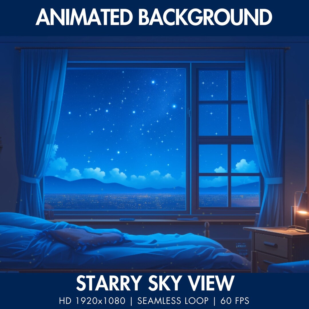 Vtuber Animated Background Starry Sky View Cozy Twitch Overlay Vtuber ...