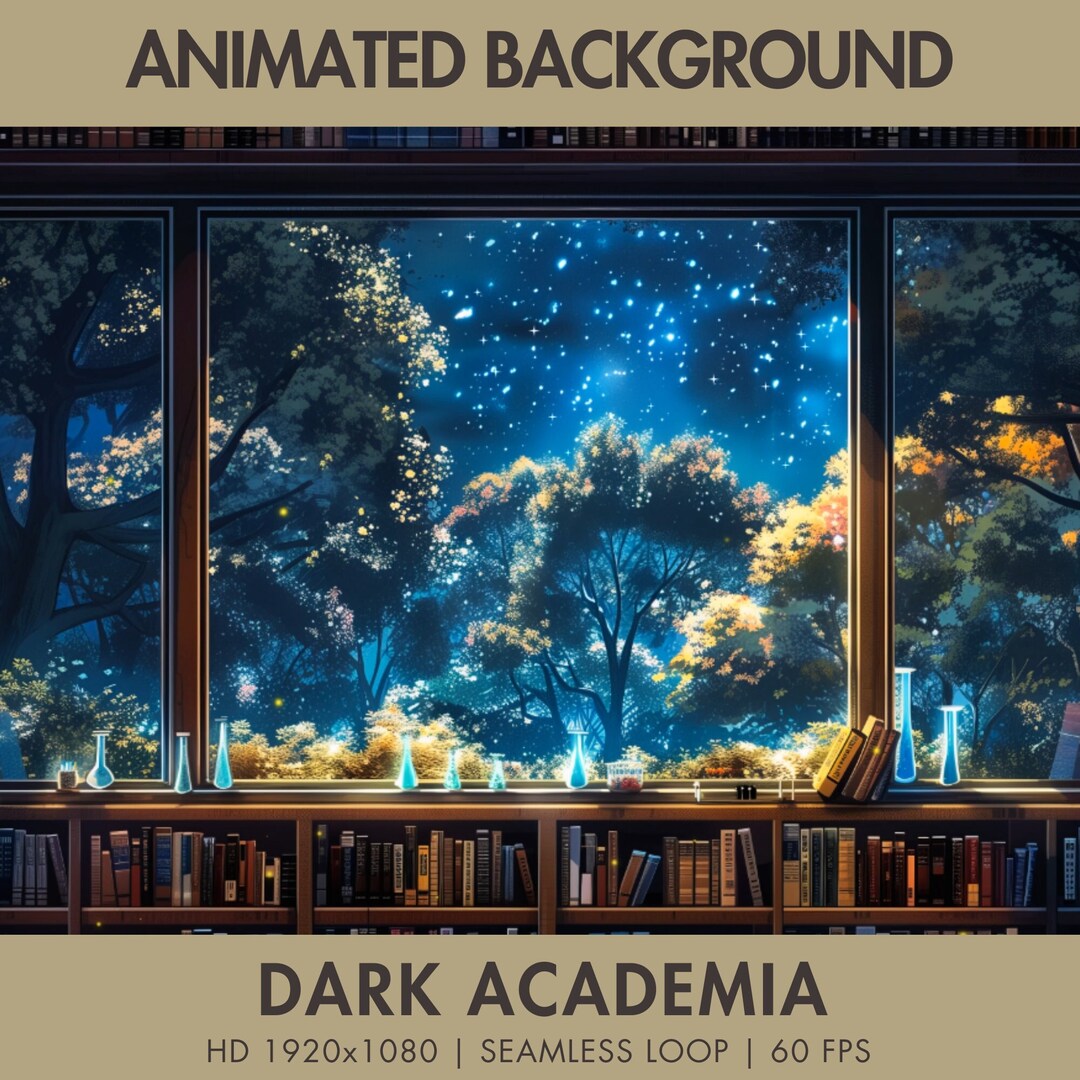 Vtuber Animated Background Dark Academia Library Vtuber Background ...