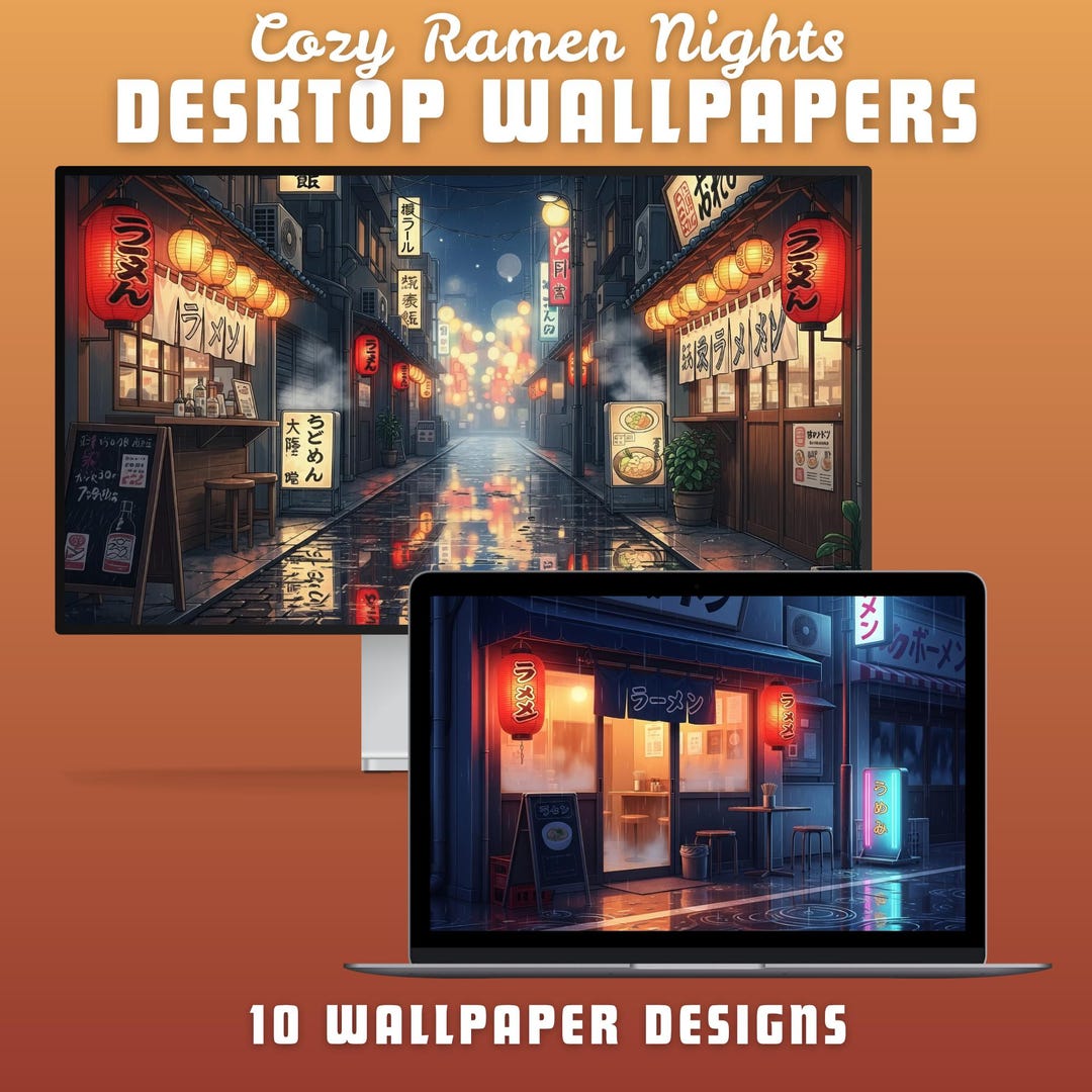 Cozy Ramen Nights Desktop Wallpaper Anime Mac Wallpaper Cozy Laptop ...