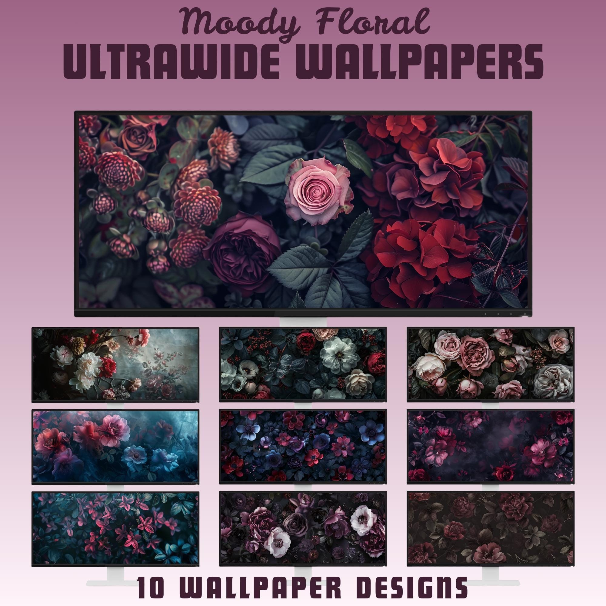 Moody Floral Ultrawide Wallpaper Ultra Wide Wallpaper Aesthetic Desktop ...