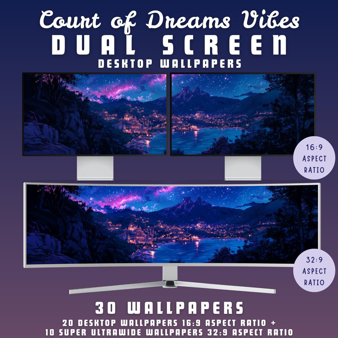 Velaris Court of Dreams Dual Screen Desktop Wallpaper Night Court ...