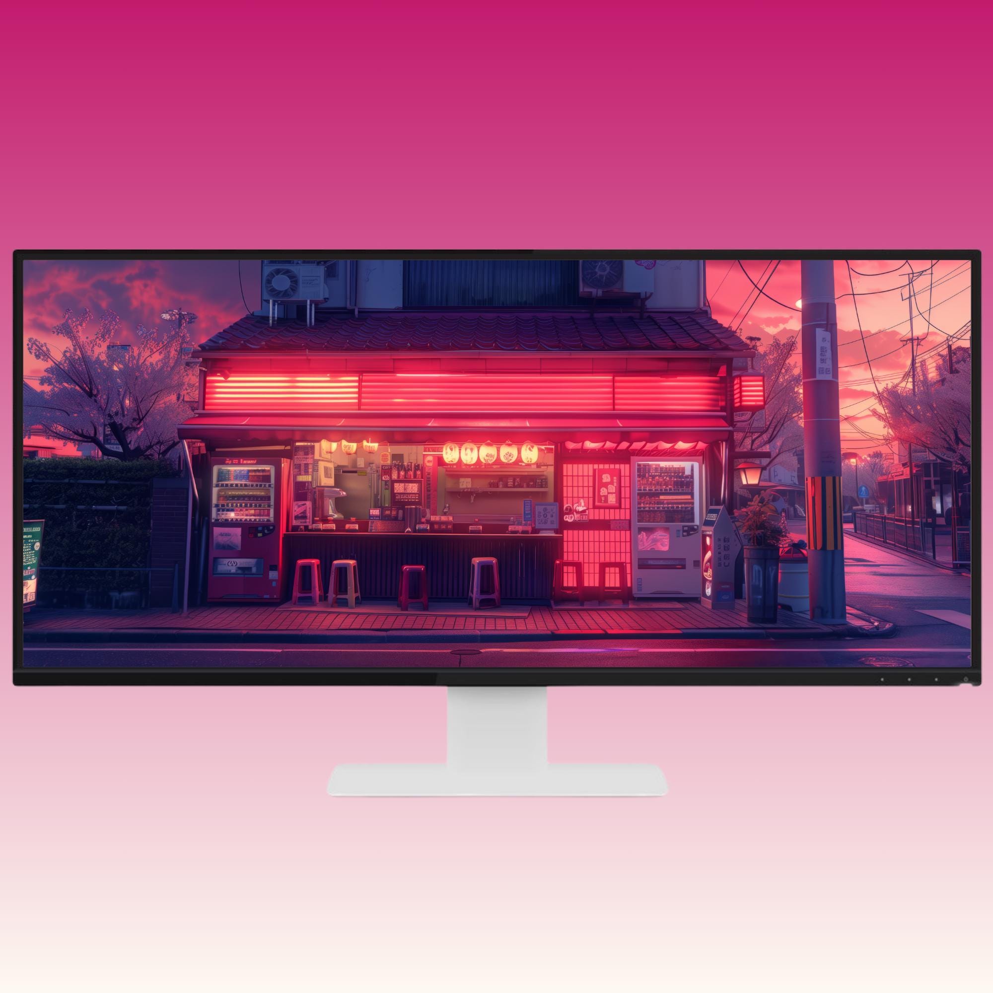 Pink Lofi Ultrawide Wallpaper Lofi Desktop Wallpaper Retro Desktop ...
