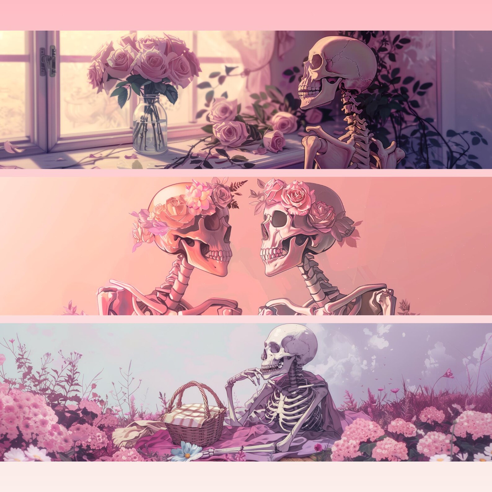 Skeleton Blooms Super Ultrawide Wallpaper Halloween Desktop Wallpaper Spooky Desktop Background ...