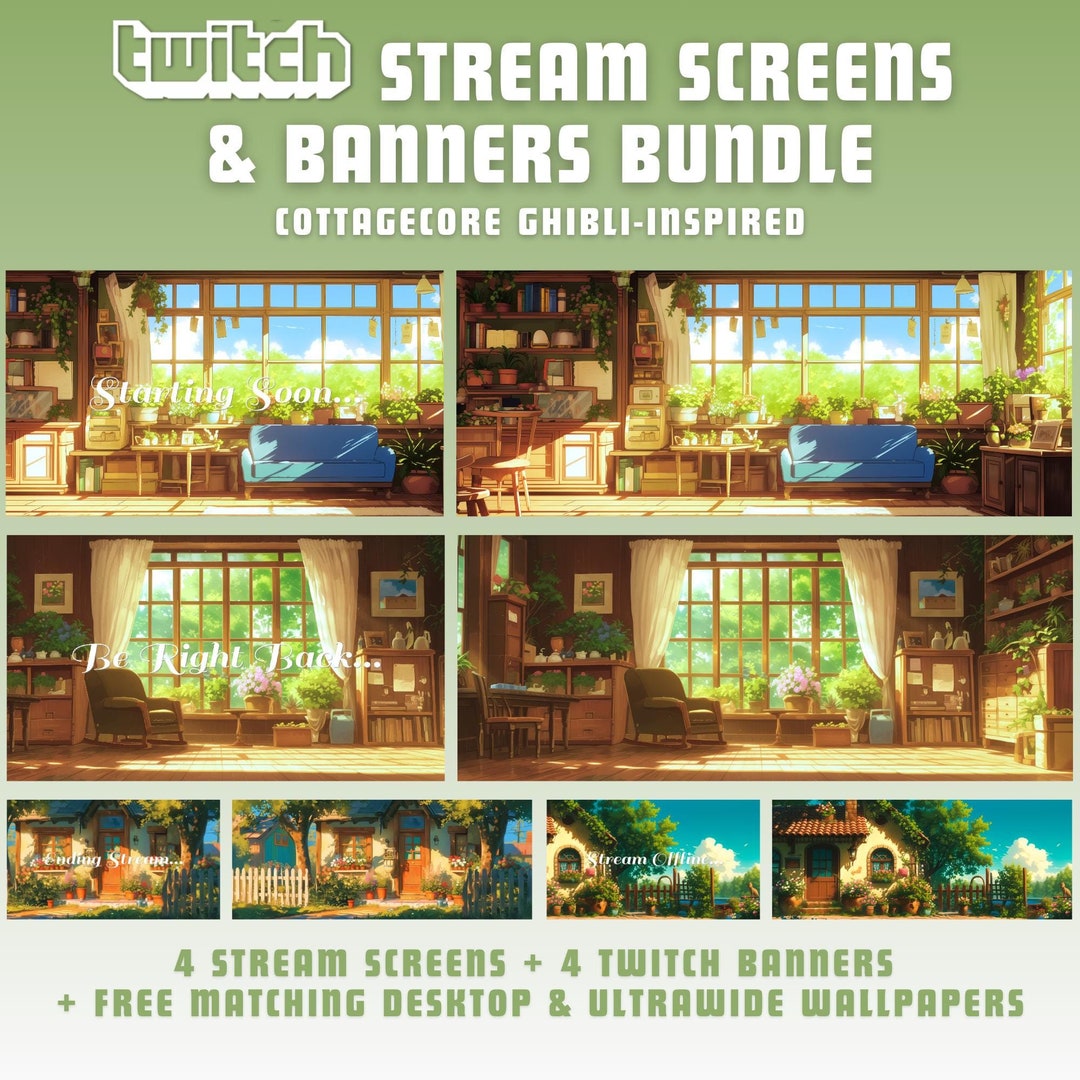 Cottagecore Stream Screens Twitch Banner Animated Screen Twitch Stream ...