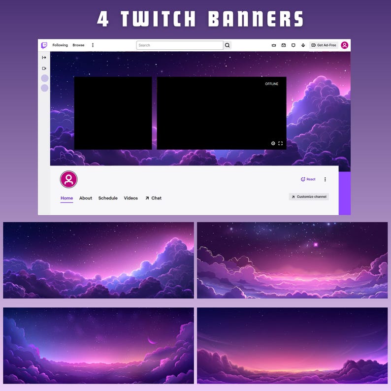 Purple Twitch Stream Package Animated Purple Twitch Overlay Twitch ...