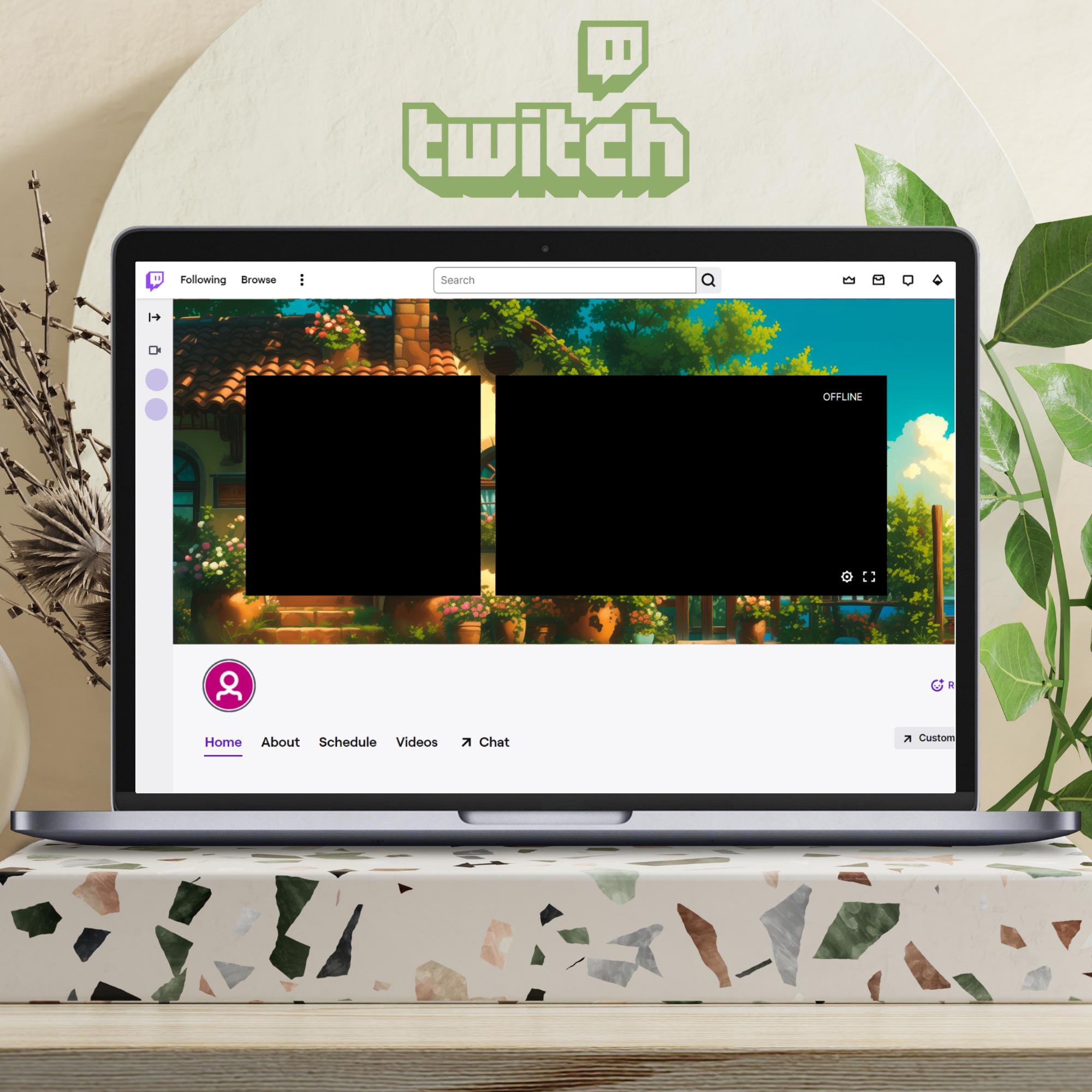 Cottagecore studio ghibli inspiré twitch banner cottagecore papier ...