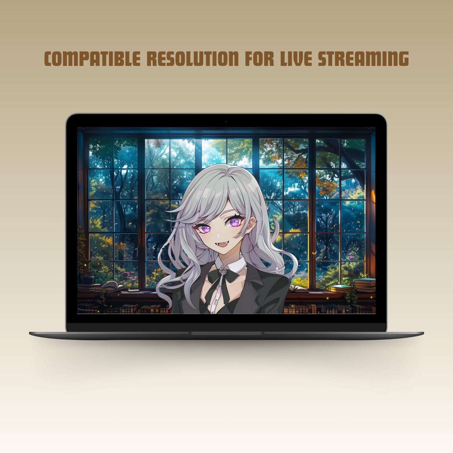 Vtuber Animated Background Dark Academia Library Vtuber Background ...
