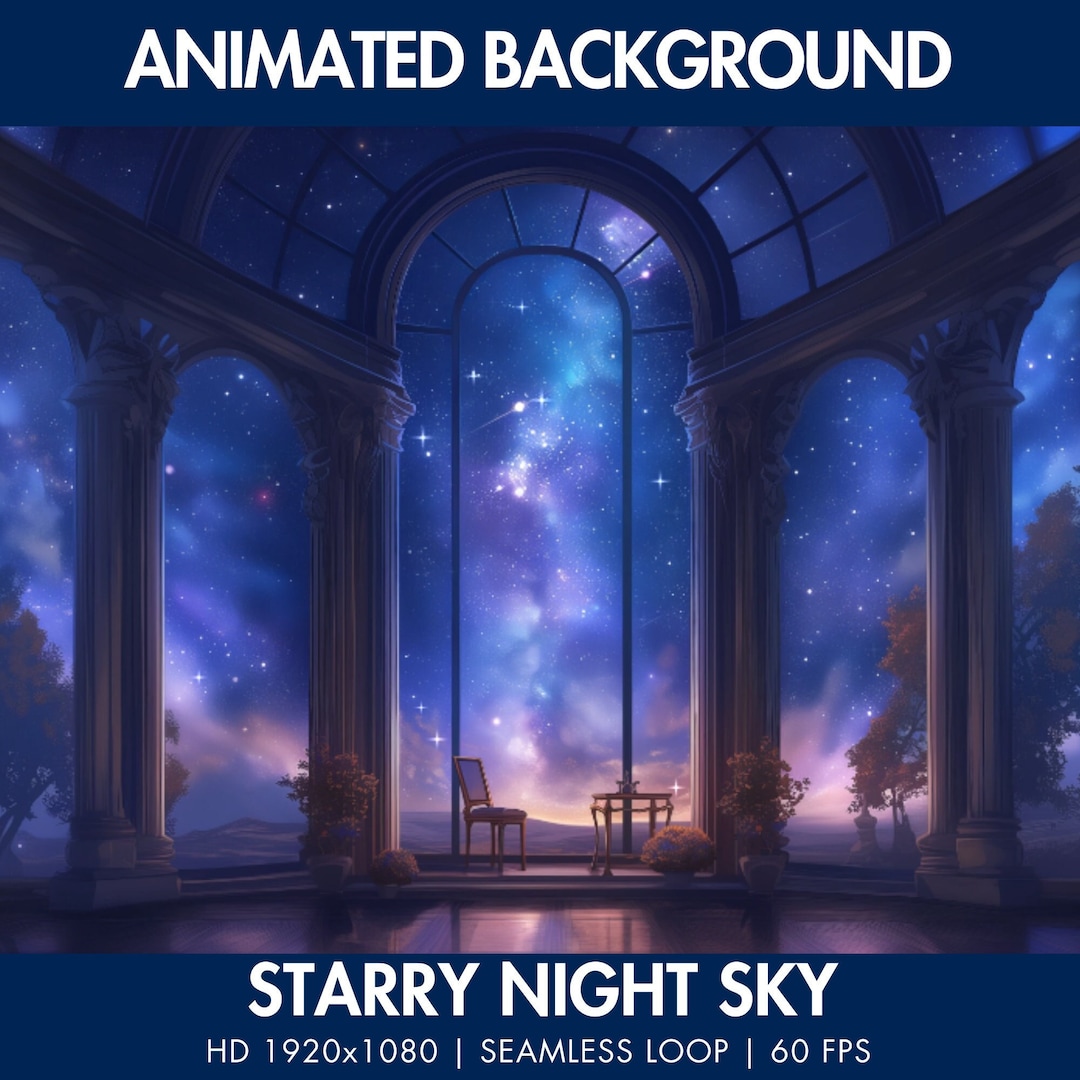 Vtuber Animated Background Starry Night Sky Cozy Twitch Overlay Vtuber ...