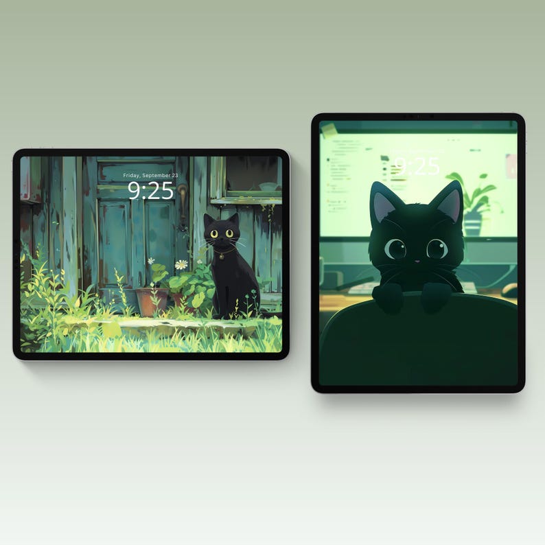 Black Cats iPad Wallpaper Lofi iPad Background Tablet Wallpaper Cat ...